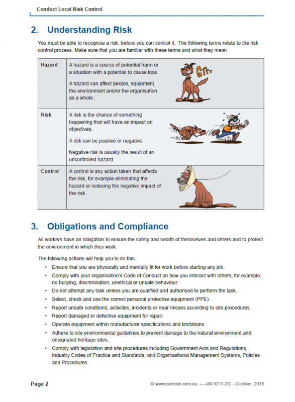 Conduct Local Risk Control (RIIRIS201D) - Training Package