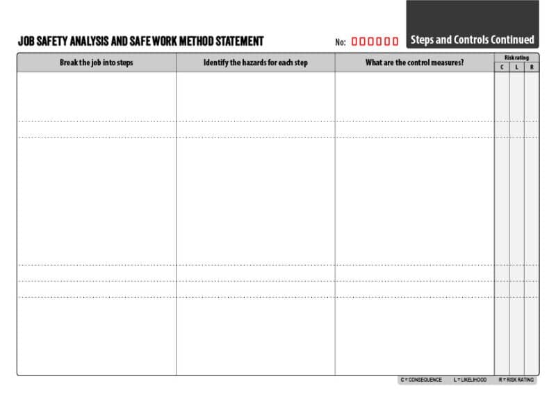 Safe Work Method Statement / Job Safety Analysis book