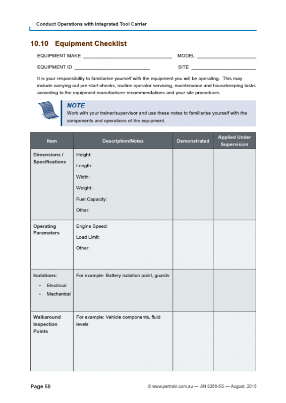 Operate Integrated Tool Carrier (RIIHAN311F) - Training Package ...