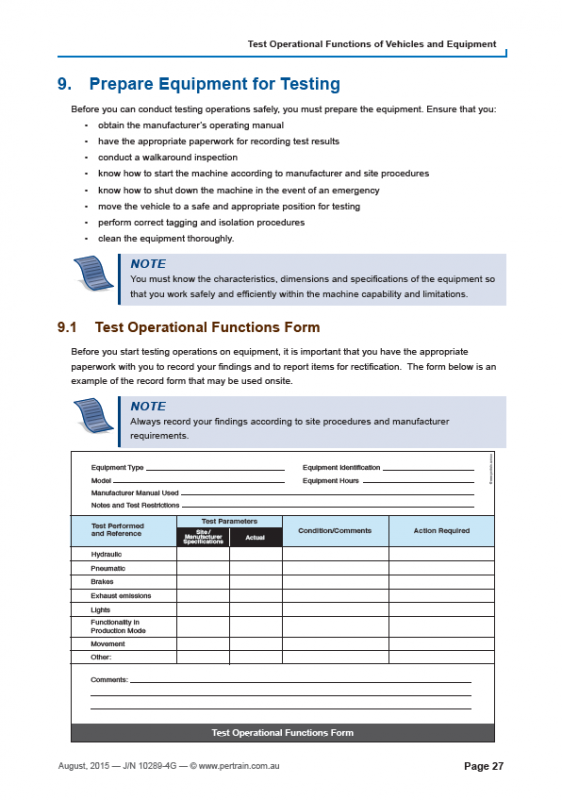 Test Operational Function (RIISAM301F)